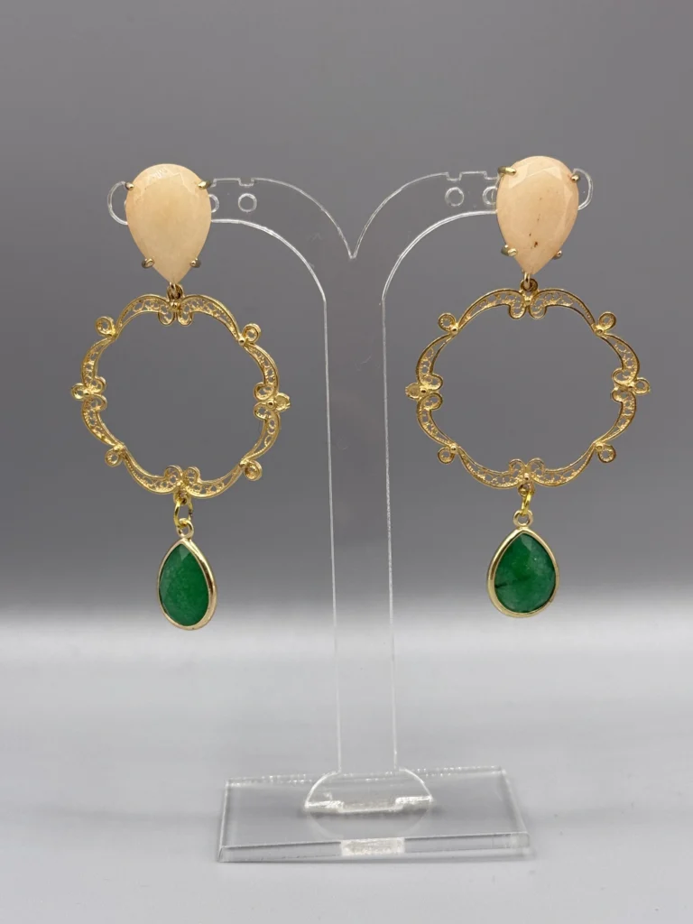 Pendientes Dorados De Filigrana ORLA Rosa